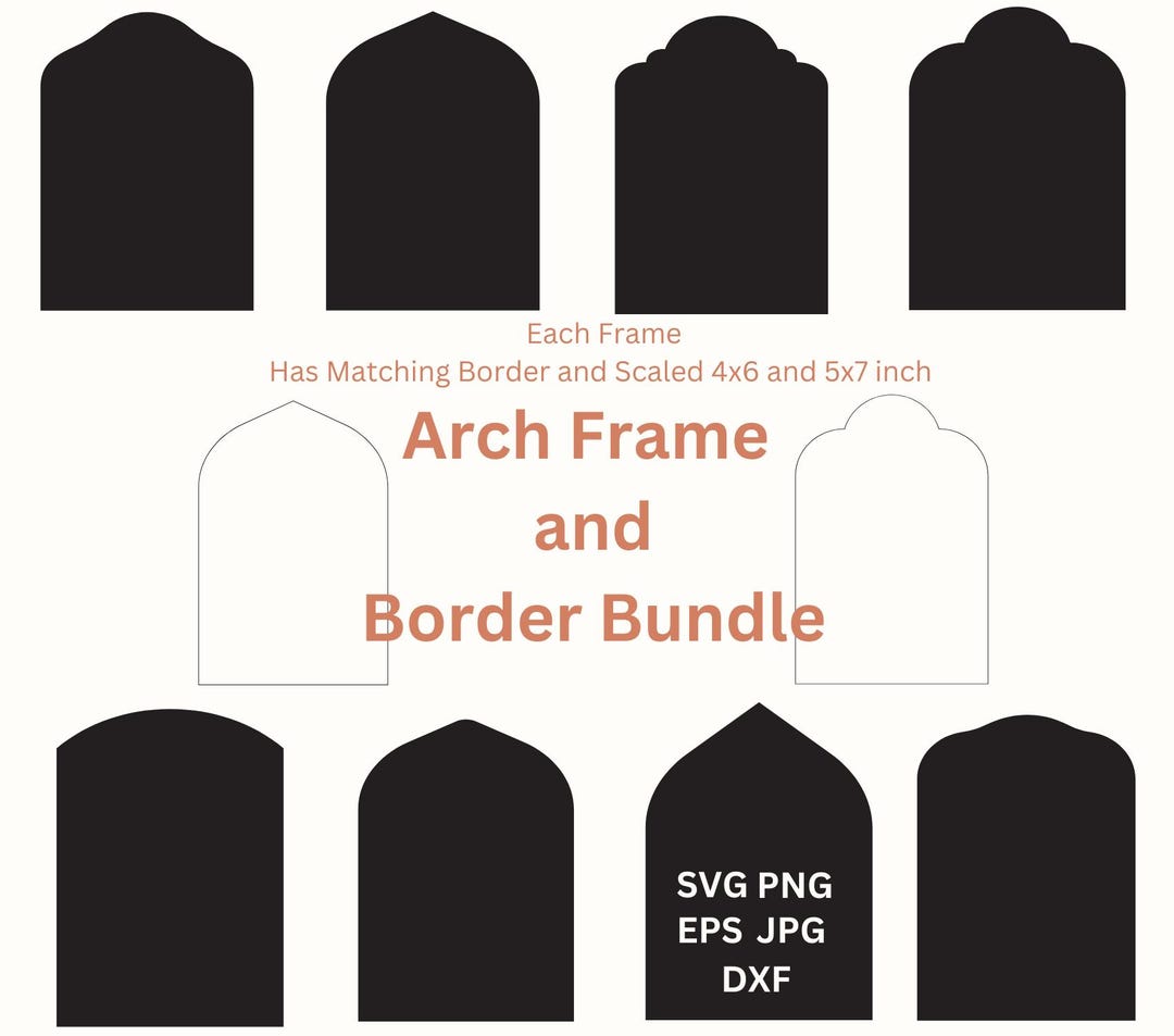 Arch Frame SVG Bundle, Shapes Templates PNG Wedding Invitation Borders ...