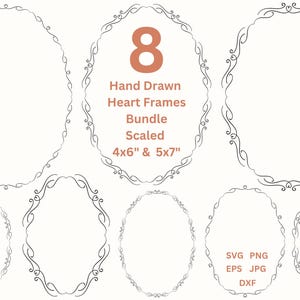 Whimsical Oval Frames SVG Bundle Hand Drawn Heart Borders PNG ...