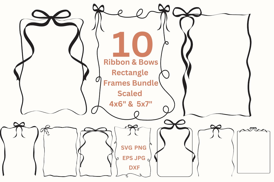 Whimsical Bow Frames SVG Coquette Bow Frames PNG, Hand Drawn Wedding ...