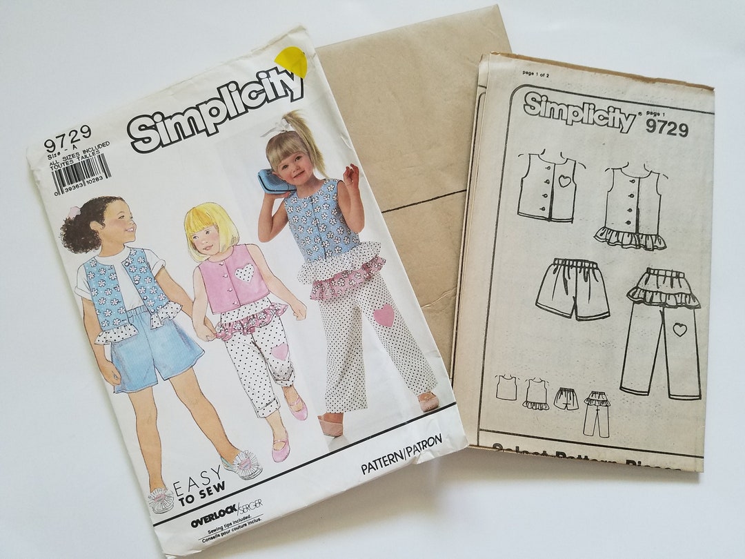 Kids Sewing Patterns for Girls Pants Shorts and Ruffle Tops, Simplicity ...