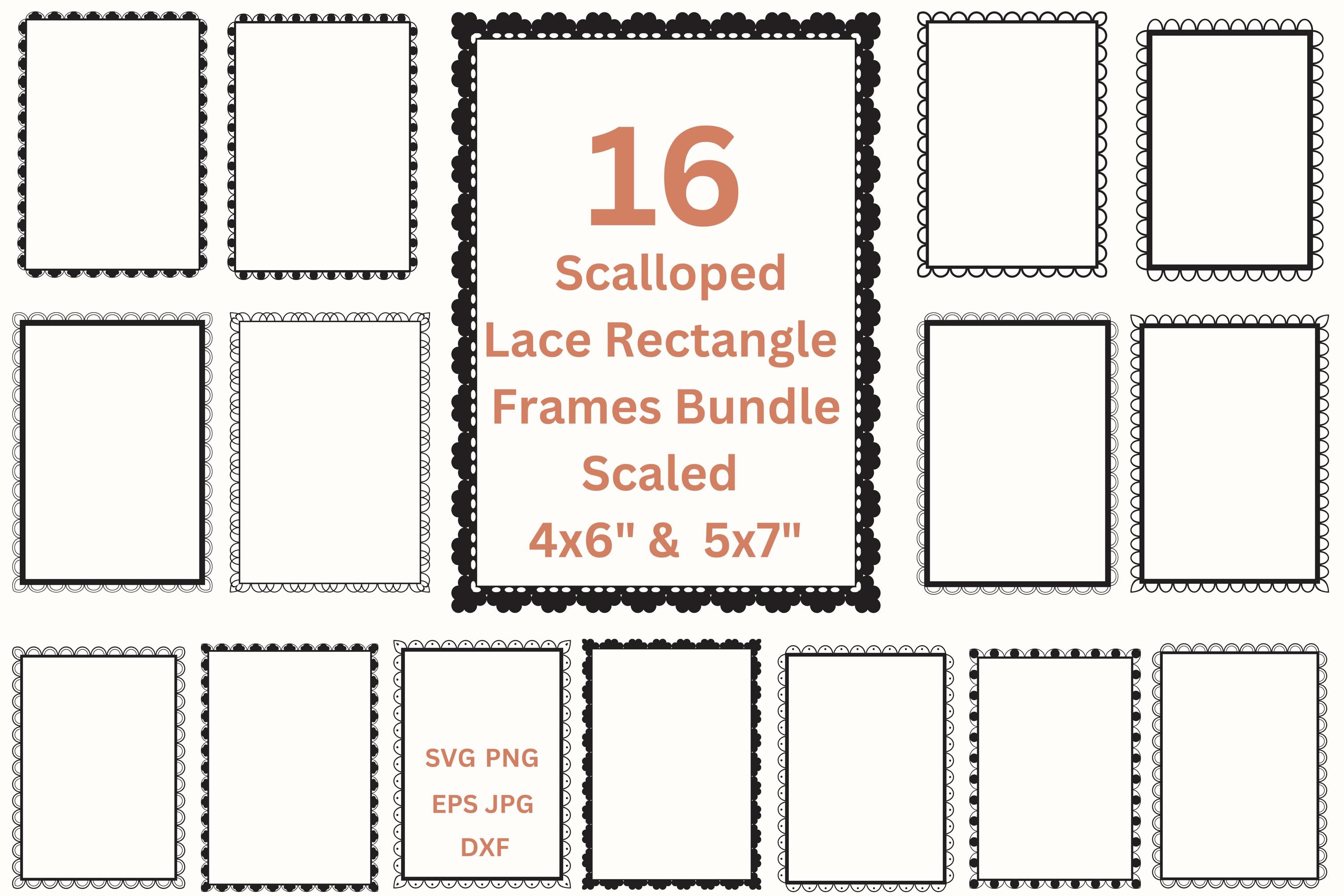 Lace Borders SVG Scalloped Rectangle Frames Clipart PNG, Wedding ...