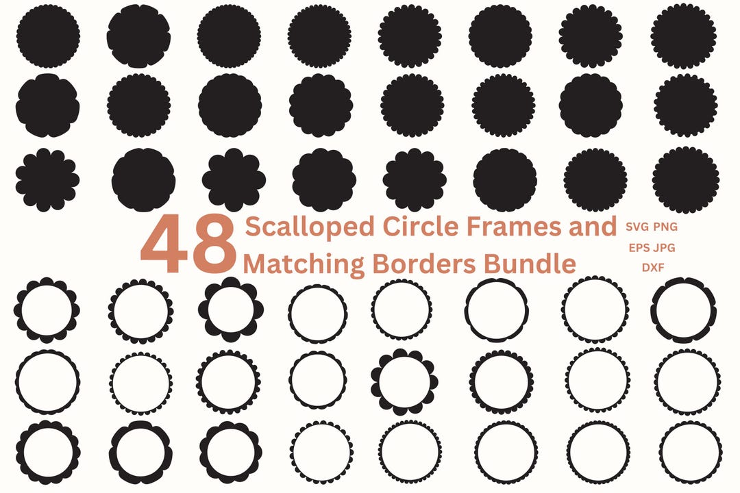 Scalloped Circle SVG Frame Shapes Clipart Invitation Borders PNG ...