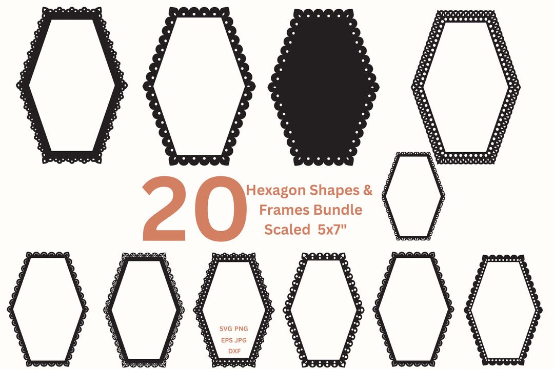 Scallop Hexagon Frame Svg Scallop Frames Svg Fancy Borders PNG ...