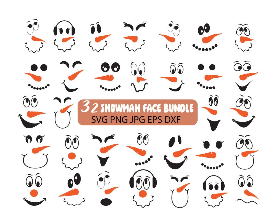 Snowman Faces Ornaments SVG Bundle PNG Cute Christmas Shirts Family ...