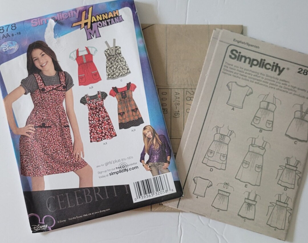 Sewing Patterns Girl's Dress Jumper and Top Hannah Montana Simplicity ...