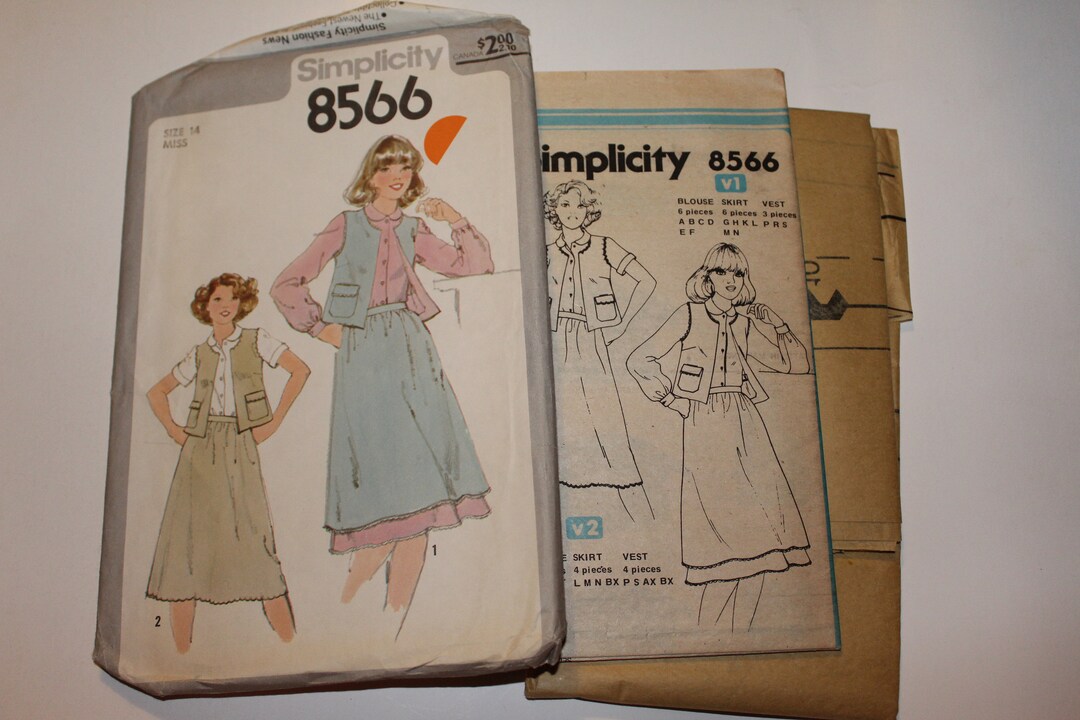 Womens Sewing Patterns Skirts Blouses & Vest Vintage 70s Simplicity ...