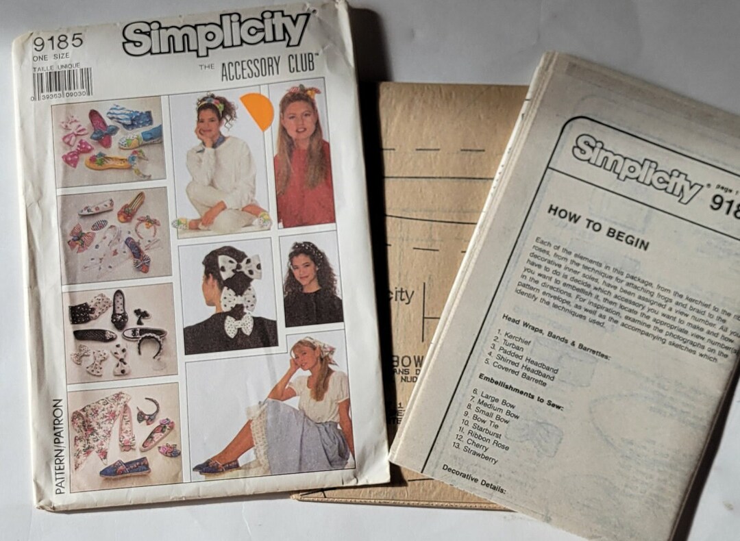 80s Vintage Style Accessories Sewing Pattern Embellishments for Hair ...