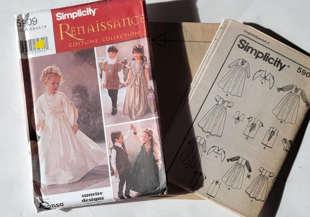 Kids Costume Sewing Pattern Girls and Boys Renaissance Wedding Dress ...