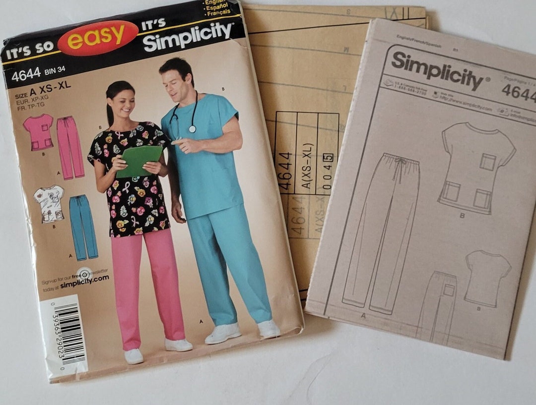 Scrub Set Sewing Patterns for Womens & Mens Tops and Pants Medical ...