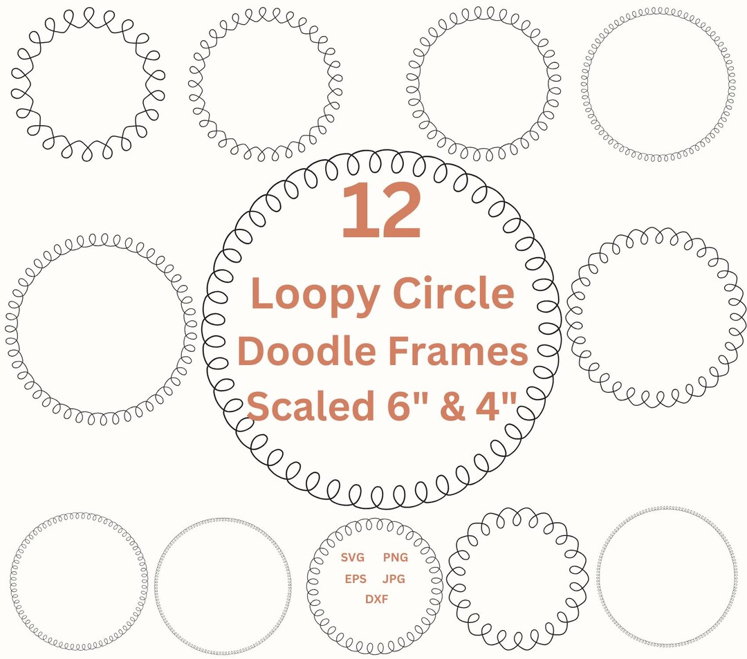 Hand Drawn Borders Clipart Whimsical Doodle Frame PNG SVG, Circle ...