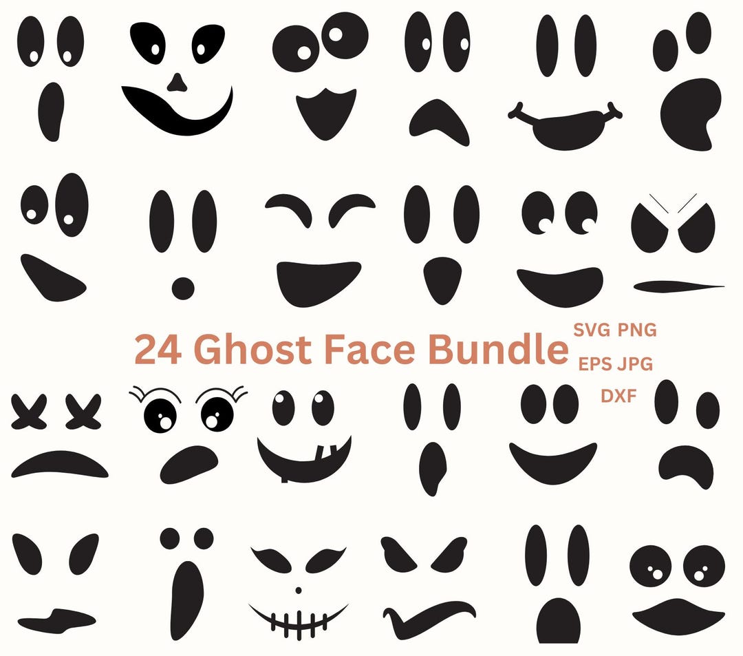 Ghost Face SVG Bundle PNG, Cute Halloween Clipart Pumpkin Carving, Jack ...