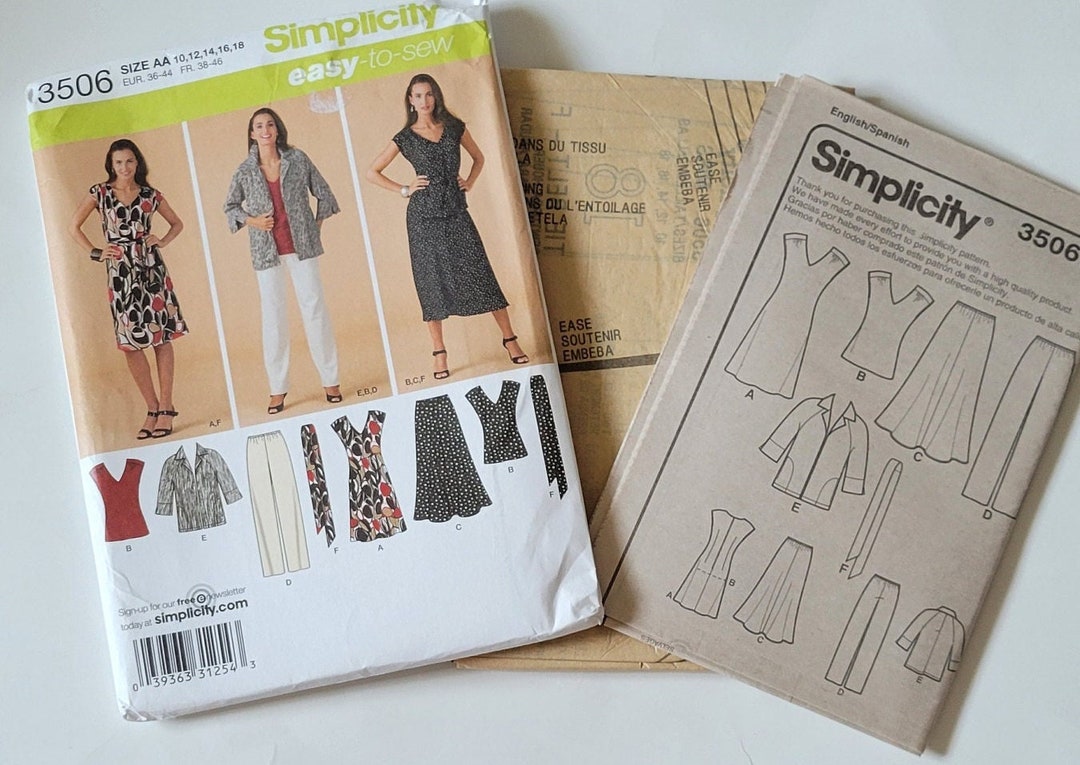 Pants Sewing Patterns for Womens Dress Skirts Tops Jacket, Simplicity ...