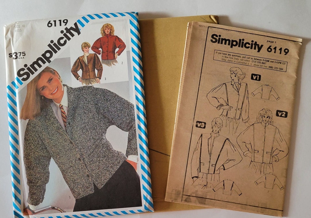 Vintage Jacket Sewing Patterns for Womens Lined Flange Jackets, Vintage ...