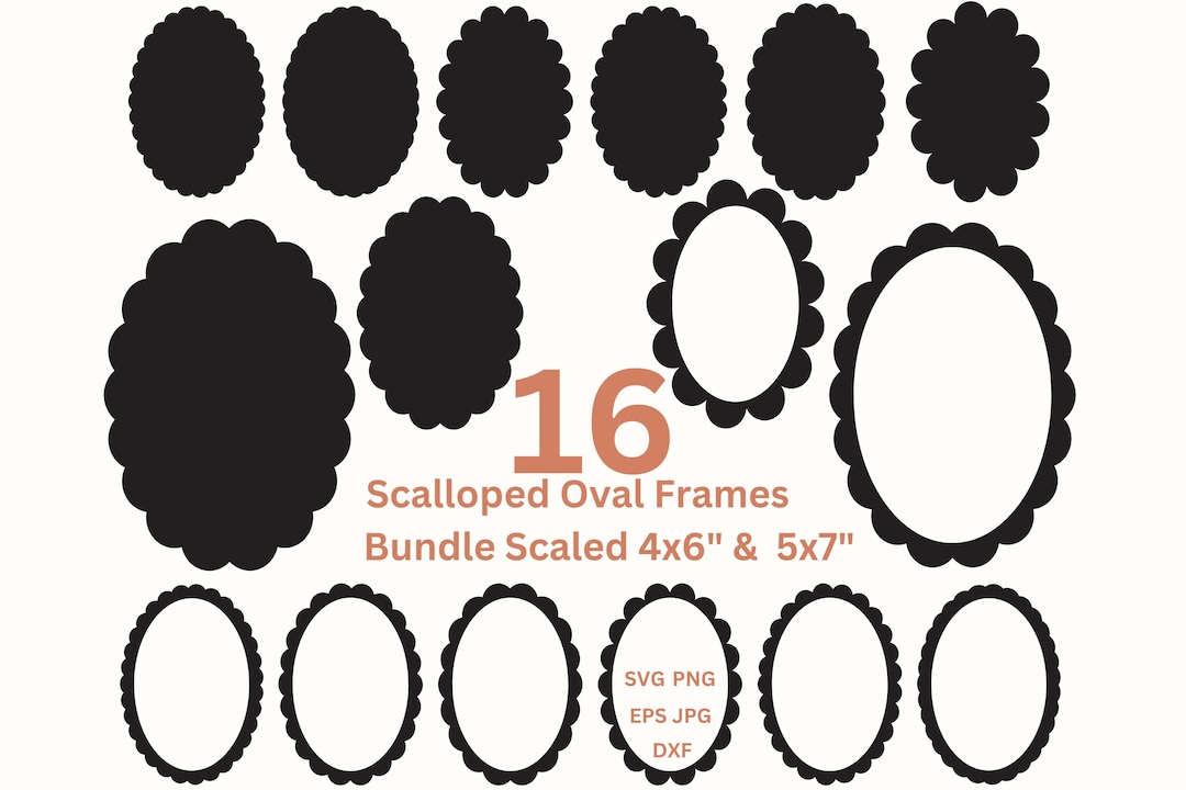 Scalloped Oval Frame SVG Scallop Border PNG Invitation Shapes, Wedding ...