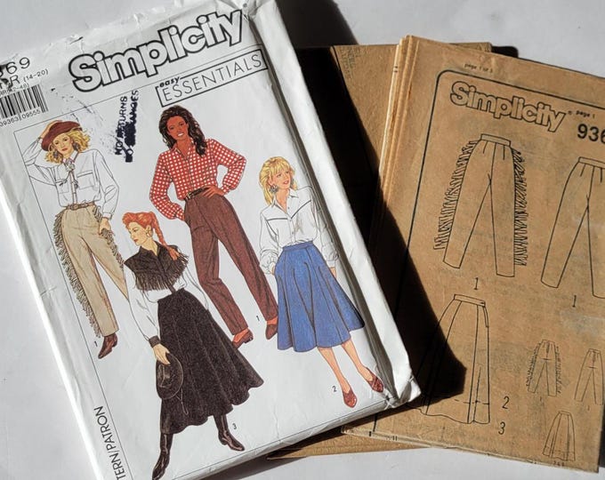 Women Sewing Pattern Western Skirts and Pants, Simplicity Patterns 9369 ...