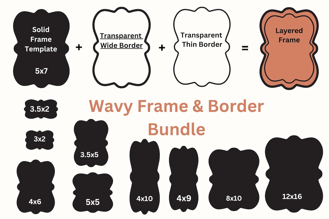 Wavy Rectangle SVG Squiggle Frames and Borders PNG Invitation Shapes ...