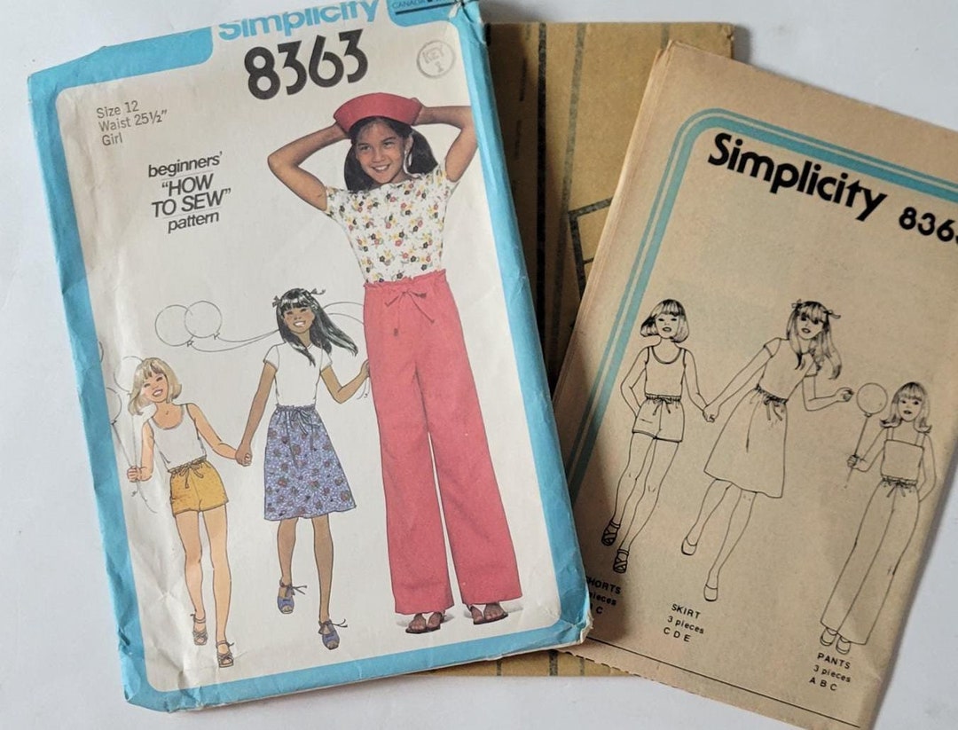 Sewing Patterns Girls Skirts Pants and Shorts, Vintage 70s Simplicity ...