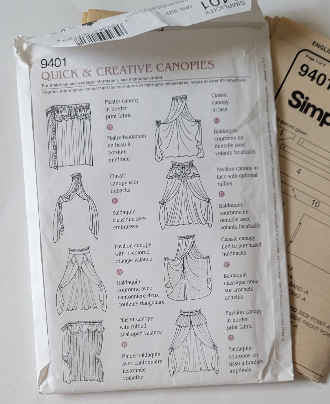 Canopy Bed Sewing Pattern Quick Canopies Simplicity Patterns 9401 Daisy ...