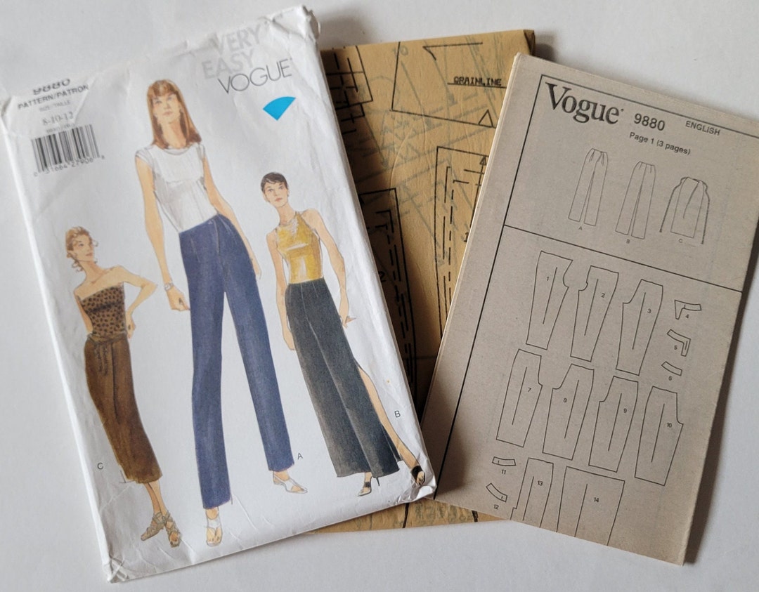 Women Sewing Pattern Skirt and Pants, Vintage 90s Vogue Patterns 9880 ...