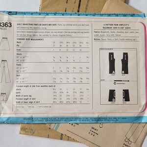 Sewing Patterns Girls Skirts Pants and Shorts, Vintage 70s Simplicity ...