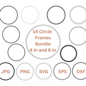 Double Circle Monogram Frame SVG Bundle Wedding Invitation Borders PNG, Round Monogram Frame ...