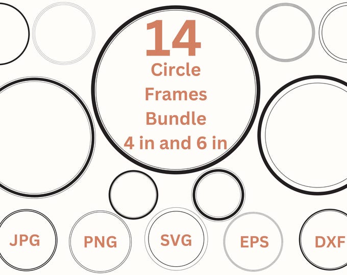 Double Circle SVG, Circle Svg for Commercial Use, Cut File, Monogram Frame, Instant Download ...