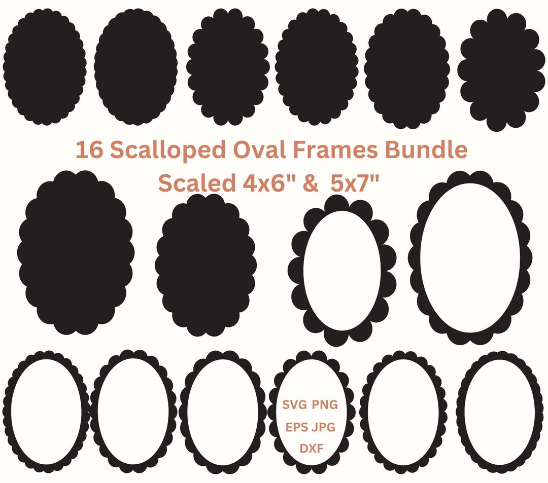 Scalloped Frame SVG Oval Scallop Border PNG Shape Wedding Invite ...