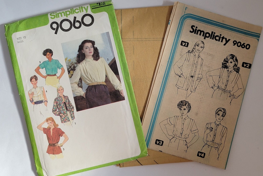 Vintage Blouse Sewing Patterns Womens Tops Blouses, Button Front or ...