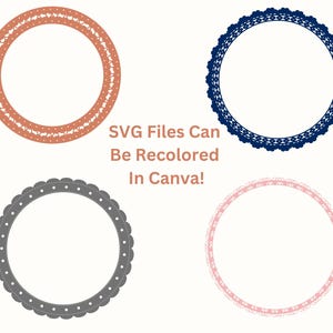 Lace Borders SVG Scalloped Circle Frames PNG Wedding Invitation Invite ...