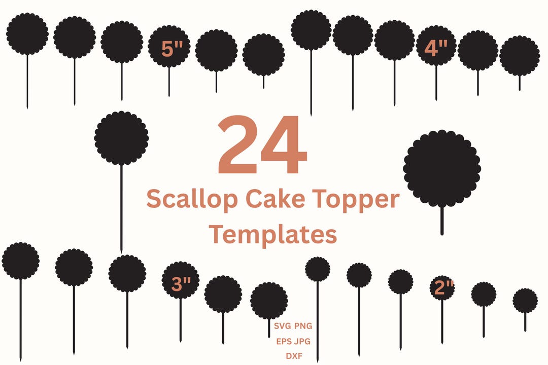 Scallop Cake Topper Template SVG File Bundle Custom DIY Blank Cake ...
