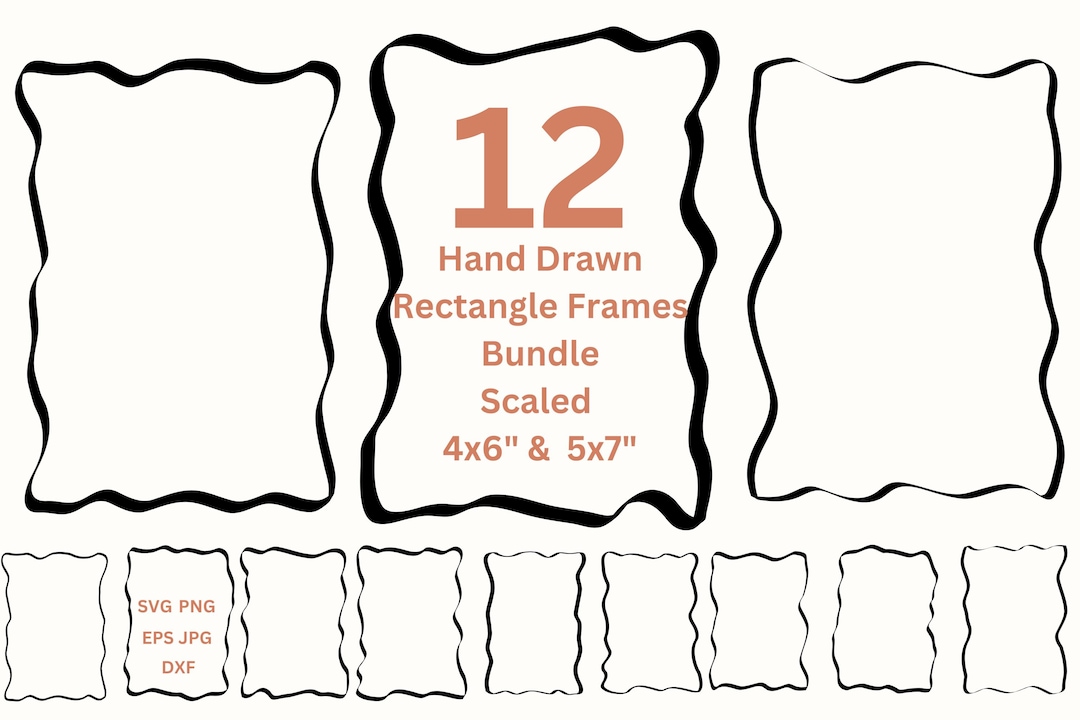 Wavy Border Clipart Hand Drawn Frame SVG Wedding Invitation PNG, Cricut ...