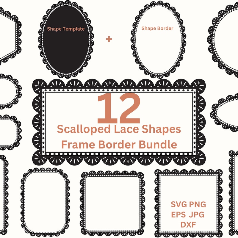 Black Lace Frame Clipart - Etsy