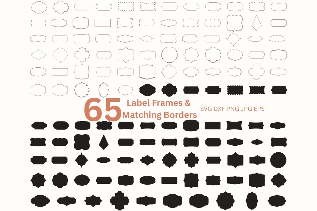 Bracket Frames SVG Tags Vintage Labels Template Bundle PNG Shapes for ...