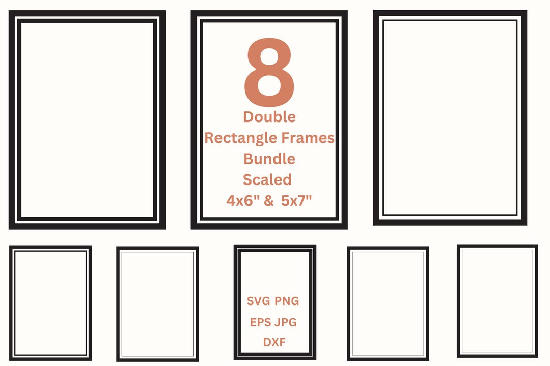 Double Rectangle Frame SVG Line Borders PNG Clipart, Canva Invitation ...