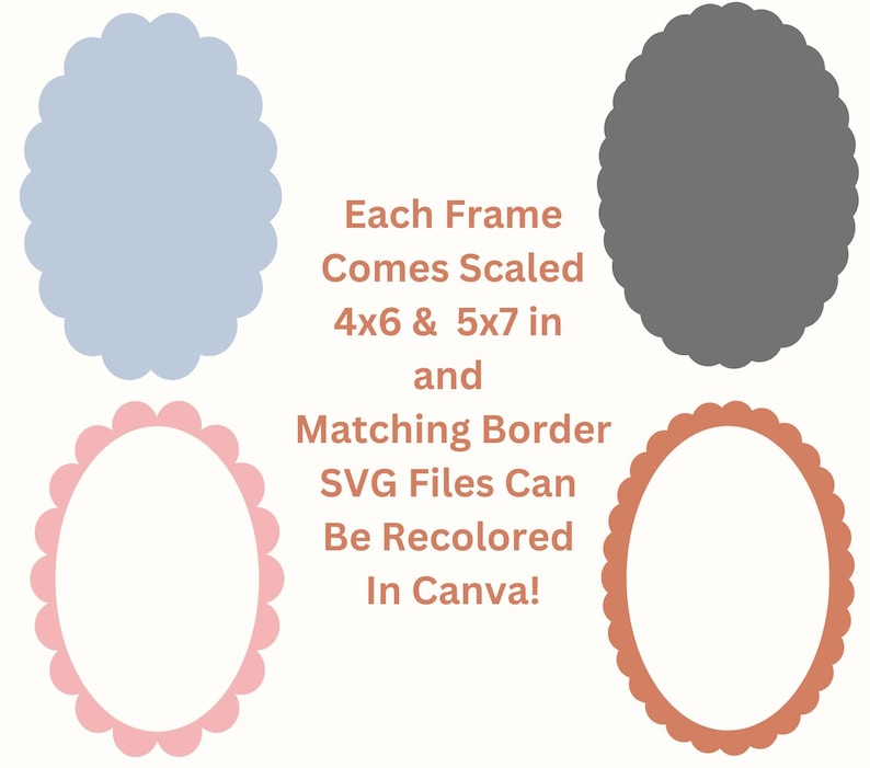Scalloped Oval Frame SVG Scallop Border PNG Invitation Shapes, Wedding ...