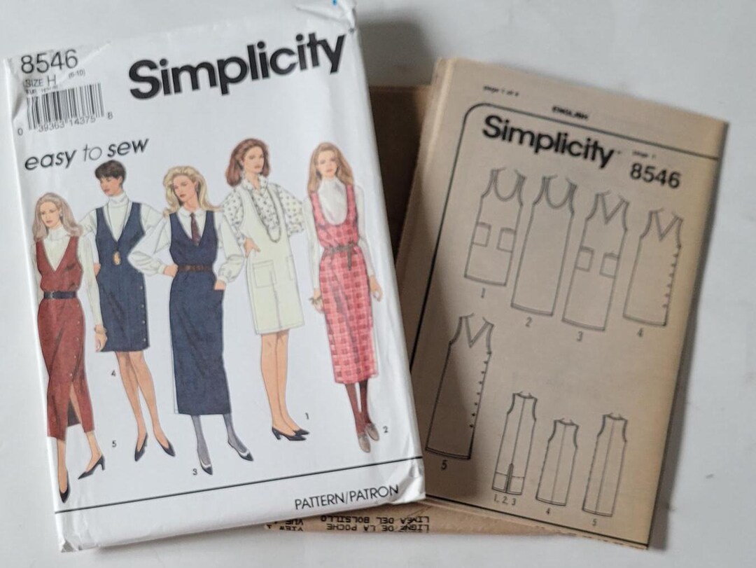 Jumper Dress Sewing Patterns for Womens Dresses, Vintage 90s Simplicity ...