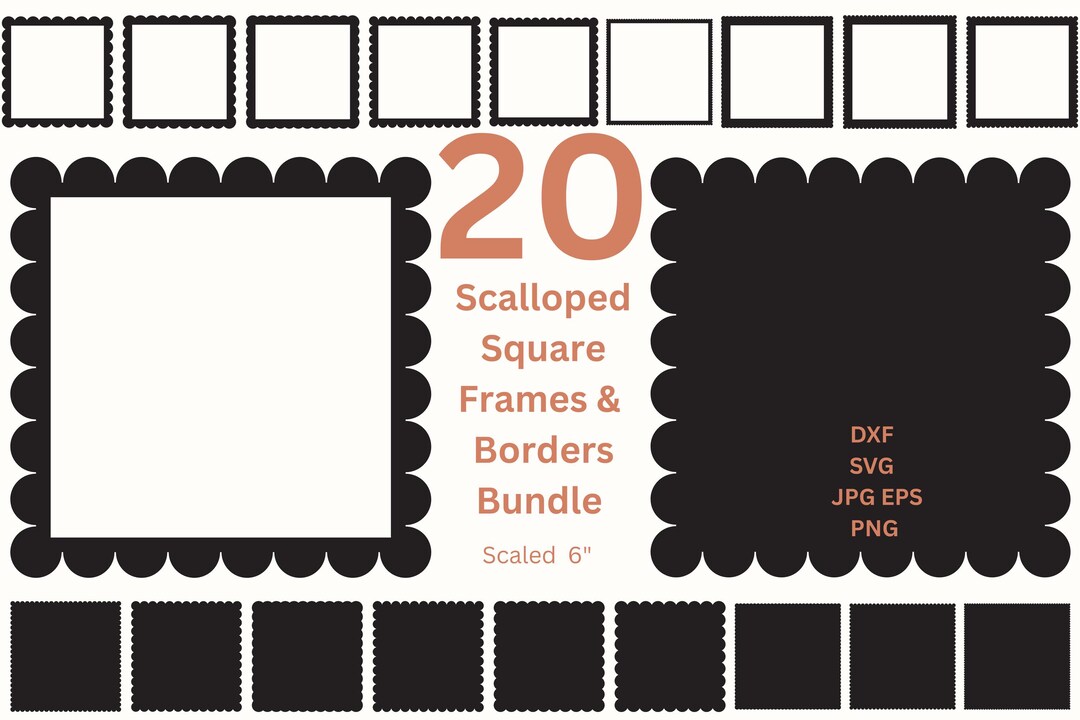 Scalloped Square Frame Clipart Picture Frame Laser Cut File Shapes SVG ...