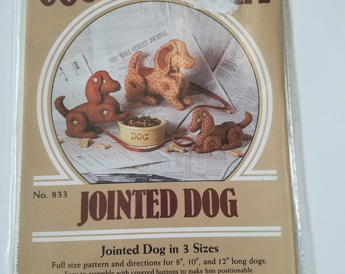 Jointed Dog Plush Sewing Patterns Vintage 80s Country Charm Posable Dog ...