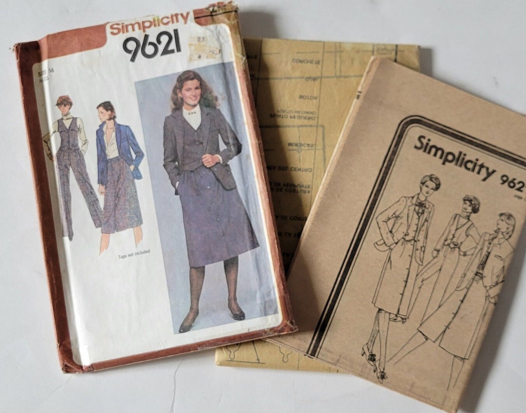 Vintage 80s Vest Sewing Patterns for Womens Pants Jacket Midi Skirt ...