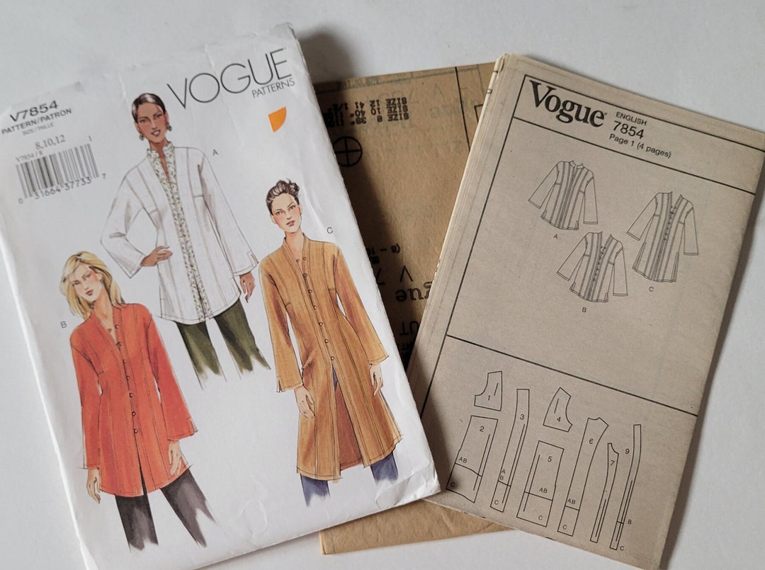 Women Sewing Pattern Tunic Top Long Sleeve Blouse, Vogue Patterns V7854 ...