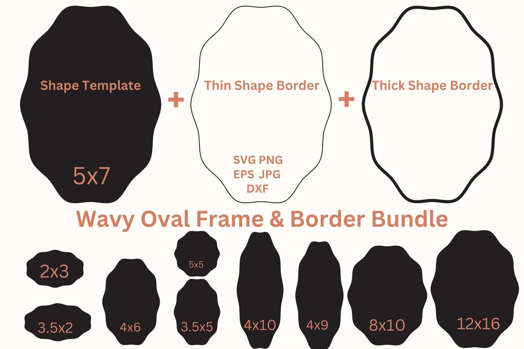 Wavy Oval Svg Borders PNG Frame Laser Cut File Invitation Shapes ...
