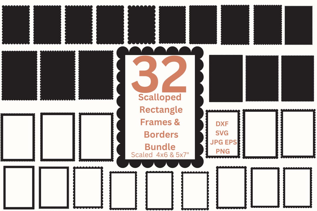 Scalloped Borders PNG Scallop Rectangle SVG Picture Frame Shapes ...