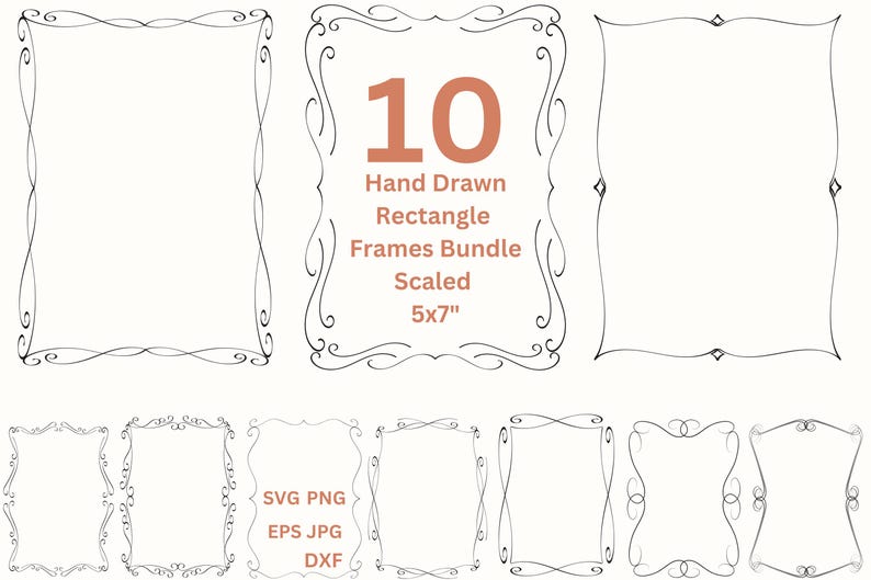 Whimsical Hand Drawn Frames SVG Rectangle Doodle Borders PNG Clipart ...