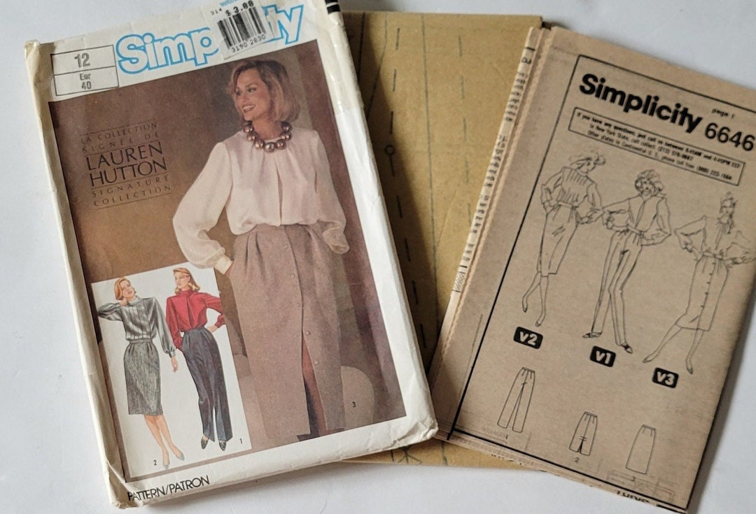 Pants Sewing Patterns for Womens Pleated Skirts Button Front & Pants ...