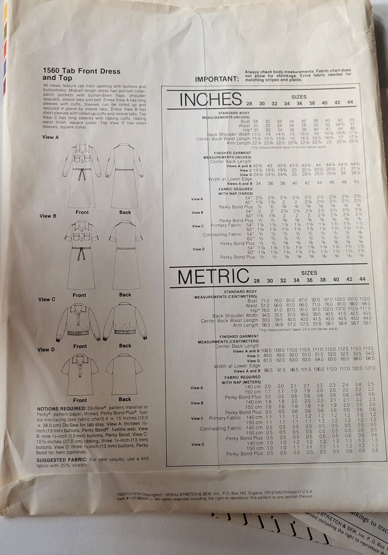 Dress Sewing Pattern for Women Tab Front Dress and Top Vintage 70s ...