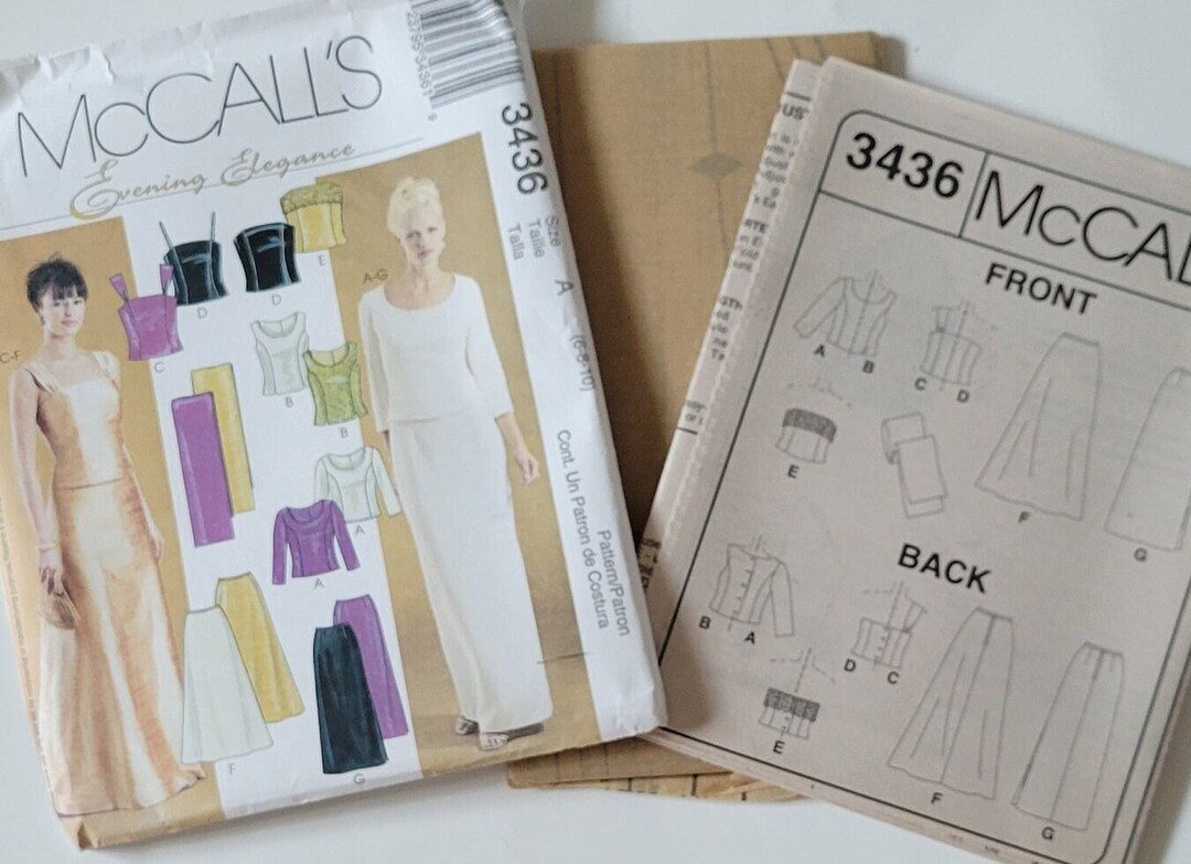 Sewing Patterns for Womens Formal Skirts Tops & Stole, Mccalls 3436 ...