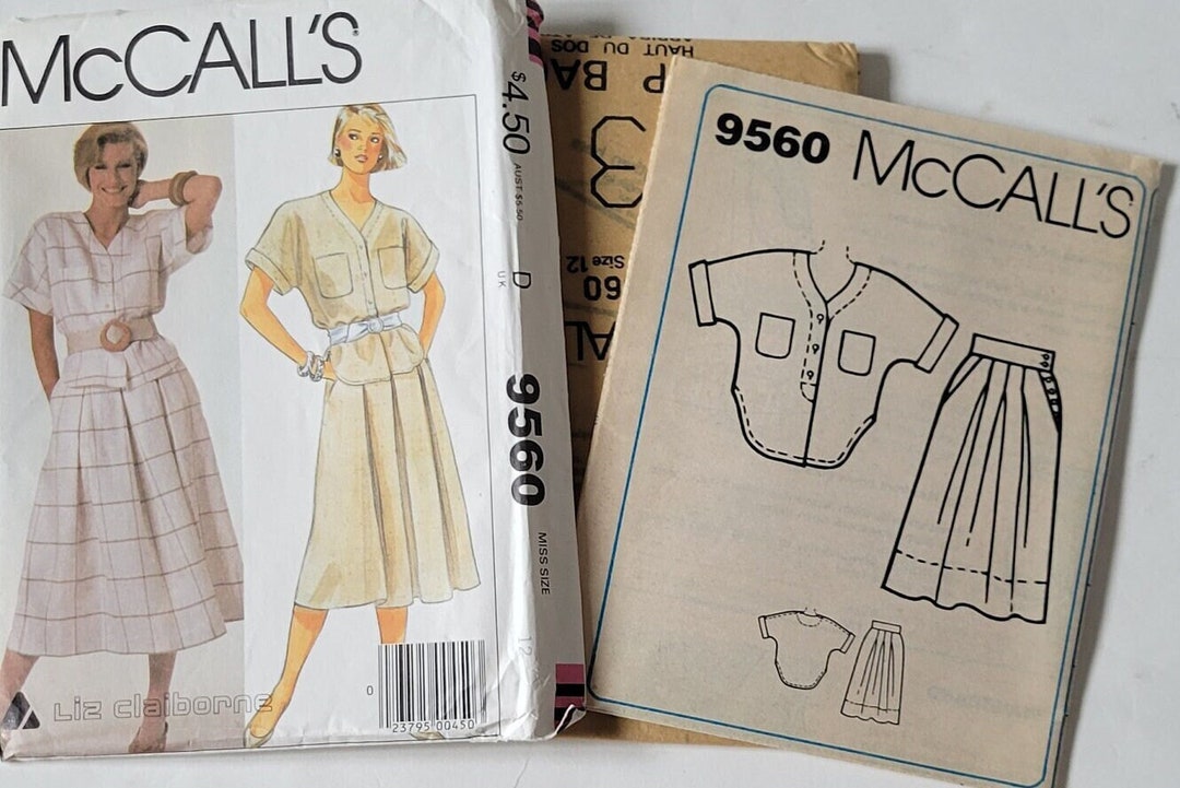 Vintage 80s Sewing Patterns for Womens Tops & Long Midi Skirts, Mccalls ...