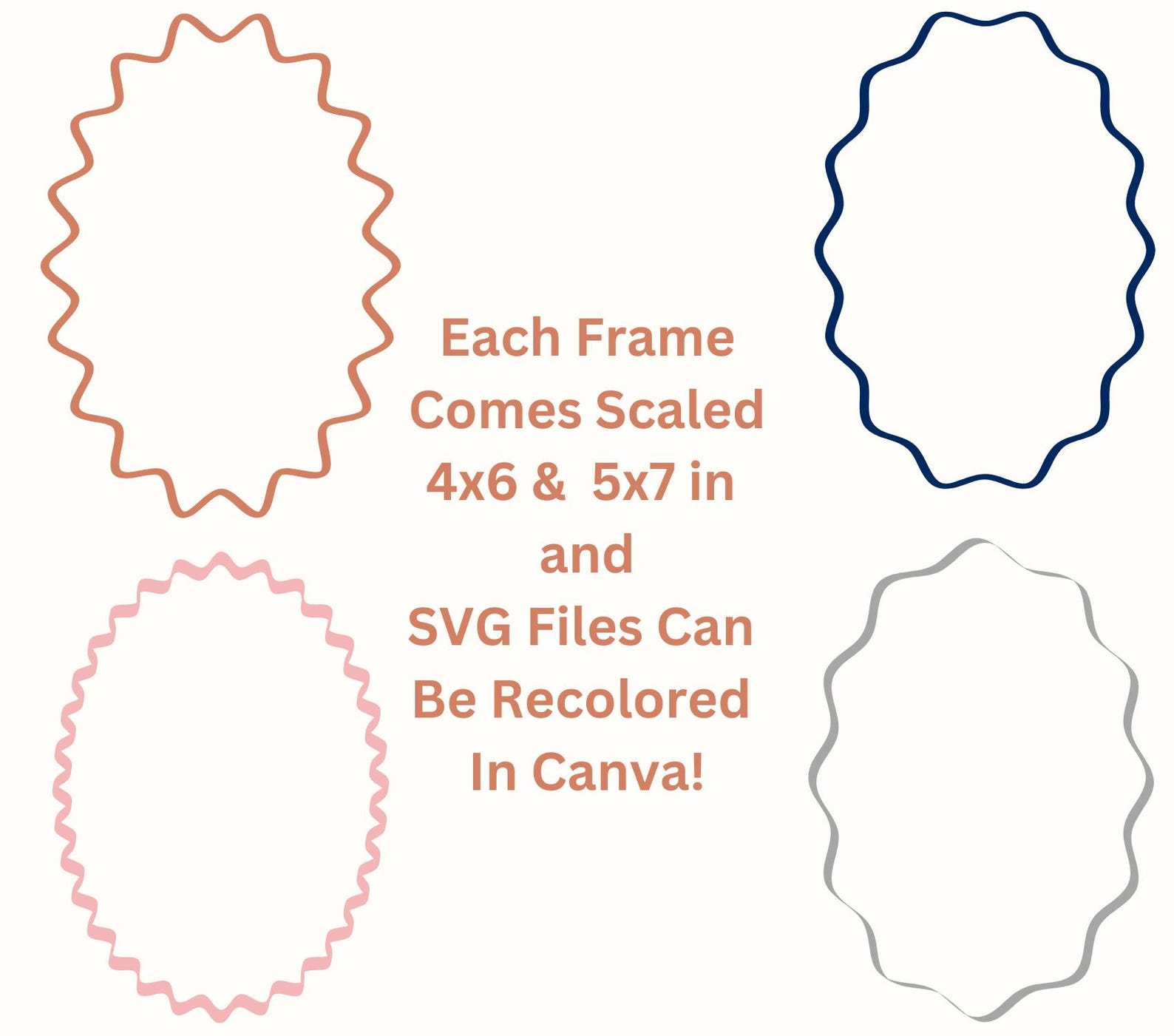 Squiggle Oval SVG Wavy Borders Clipart Hand Drawn Frames PNG Invitation ...