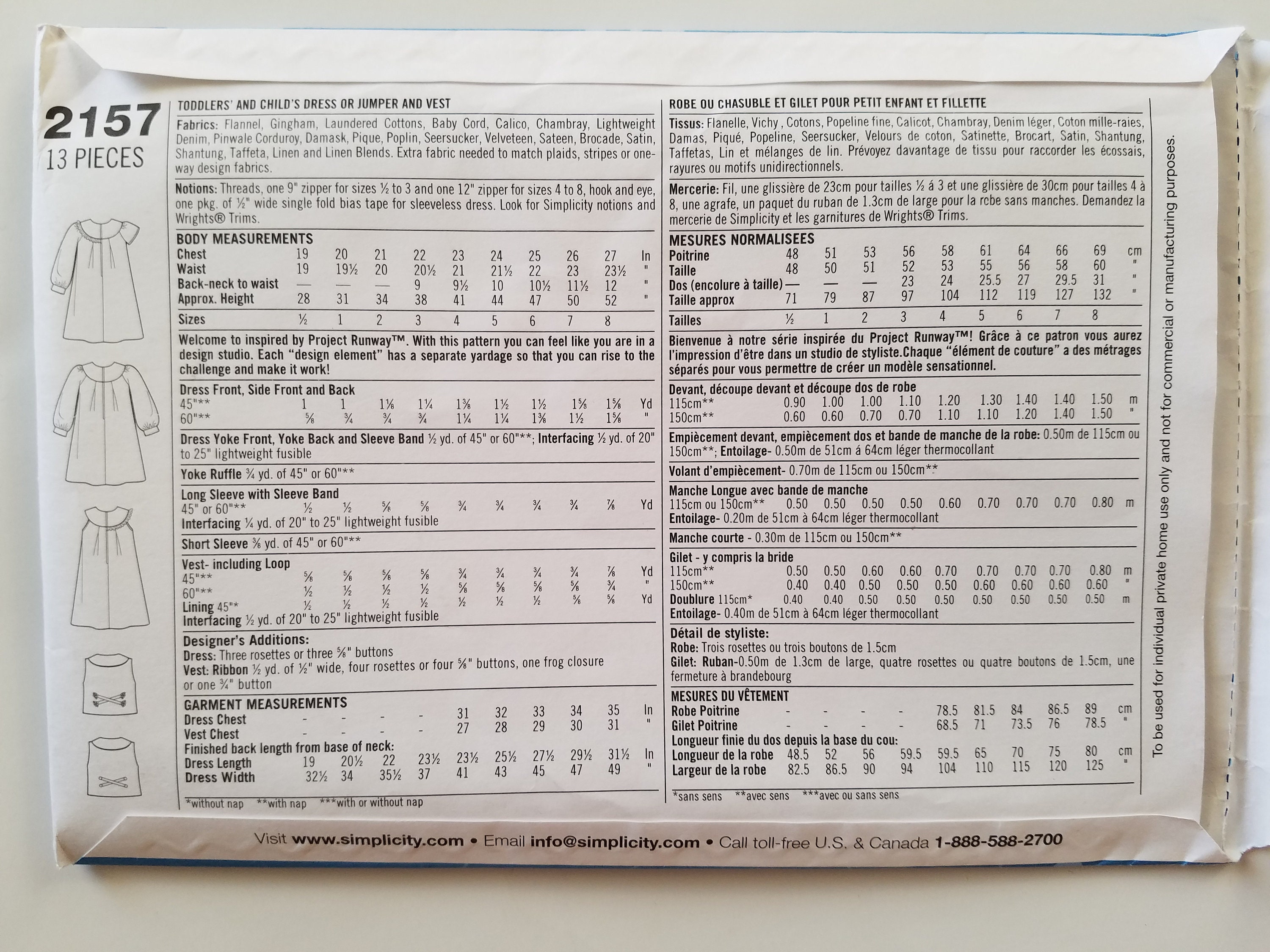 Sewing Pattern for Girls Childrens Toddlers Dress or Jumper or Vest ...