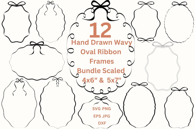 Hand Drawn Ribbon Bow Frame Svg Wavy Border Clipart Hand Drawn Oval ...